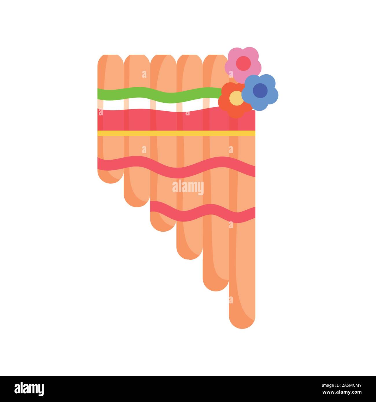 musical pan flute instrument flowers mexico icon vector illustration ...