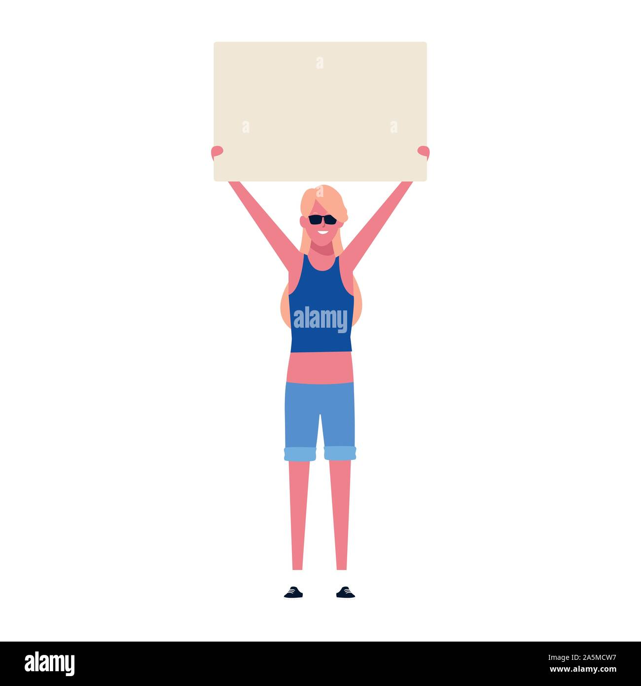 cartoon woman raising blank placard Stock Vector Image & Art - Alamy