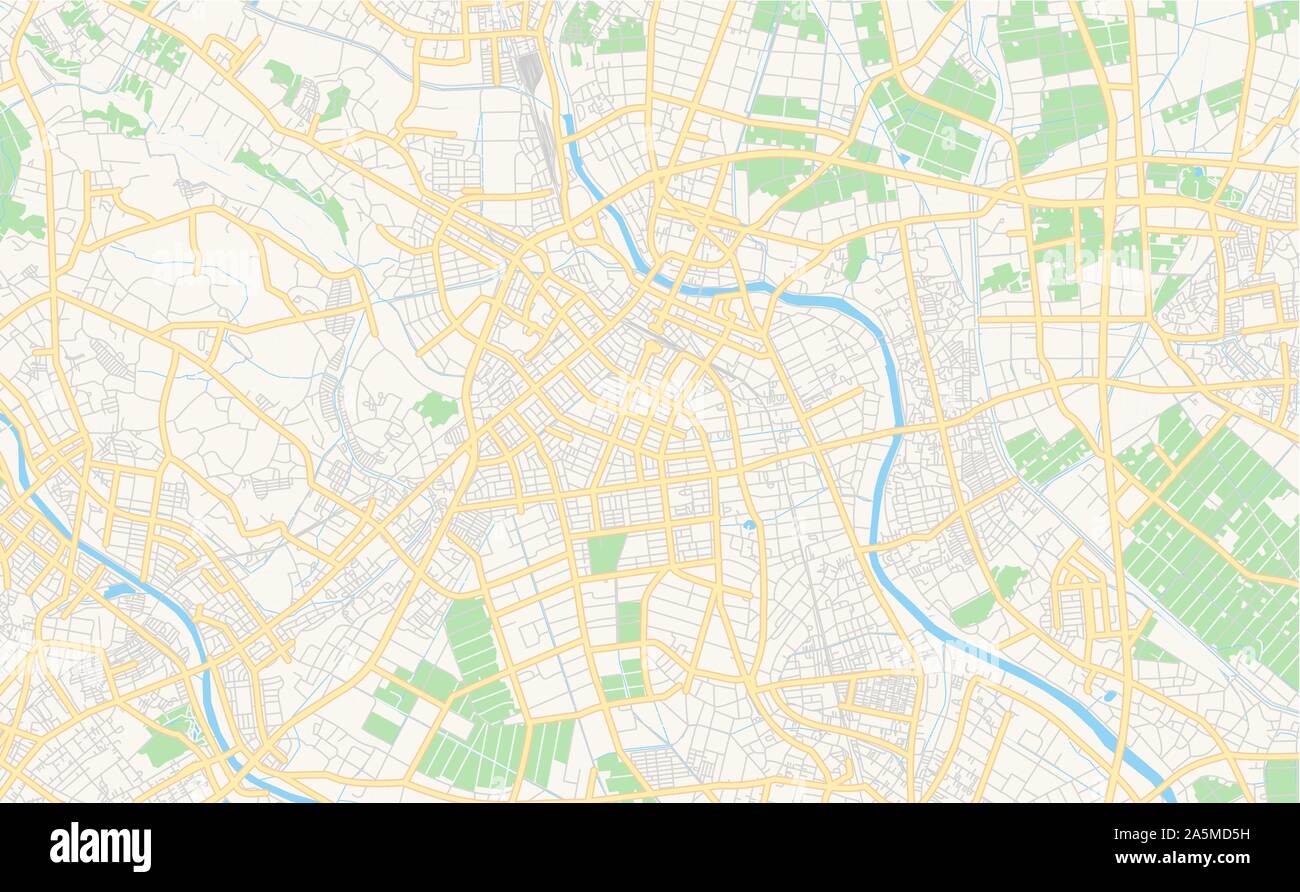 Printable street map of Kasukabe, Prefecture Saitama, Japan. Map ...