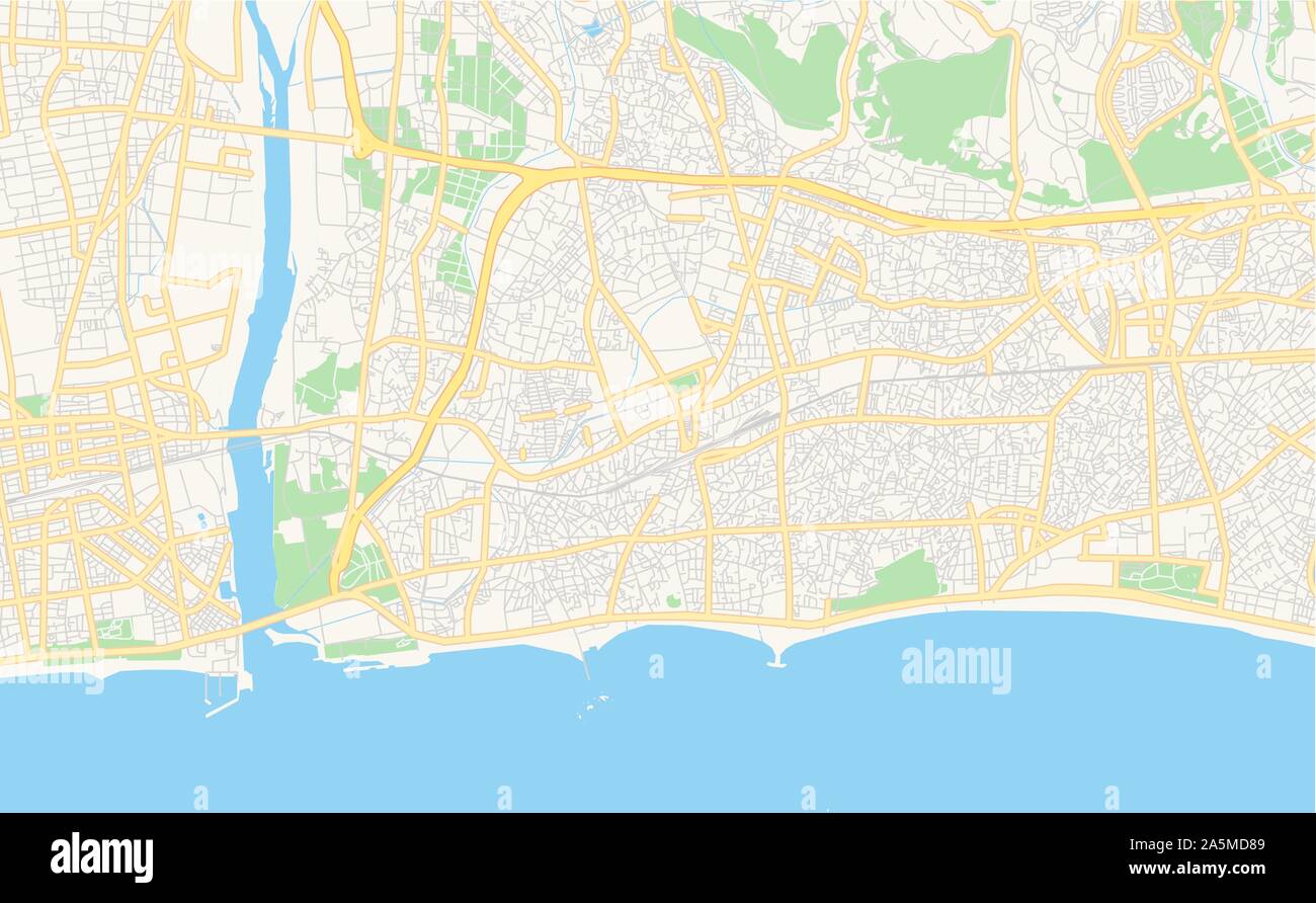 Printable street map of Chigasaki, Prefecture Kanagawa, Japan. Map ...