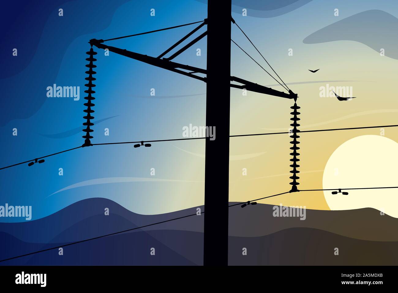 Close-up of high-voltage power substation equipment. Vector ...