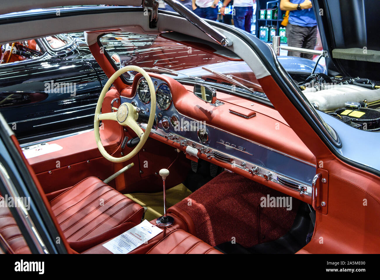 FRANKFURT, GERMANY - SEPT 2019: red leather interior of MERCEDES-BENZ ...