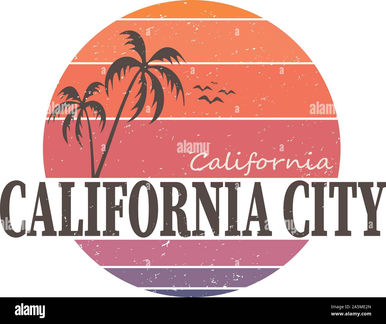 California City tee print with styled palm tree. T-shirt design ...