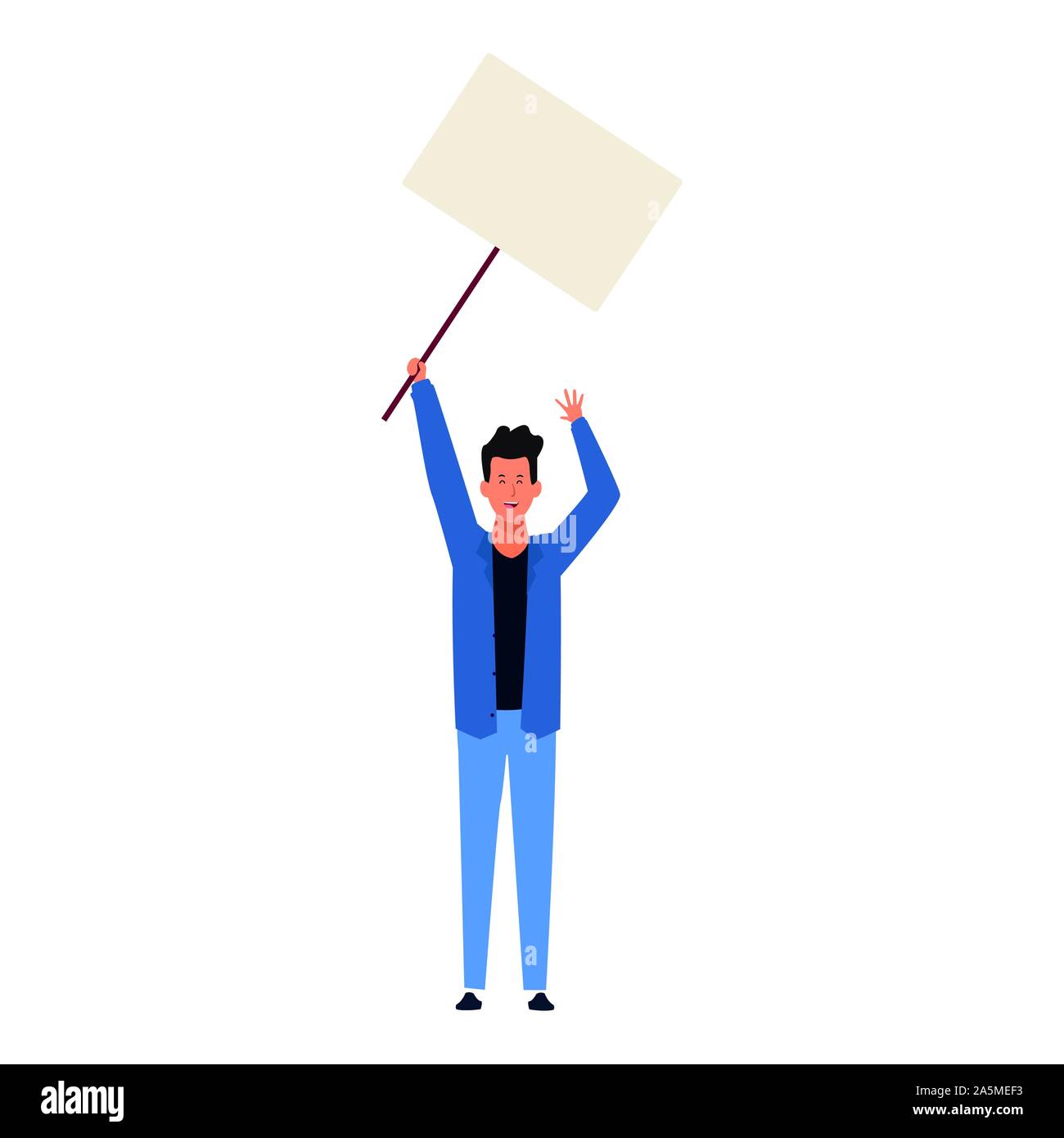 cartoon man raising blank poster, colorful design Stock Vector Image ...