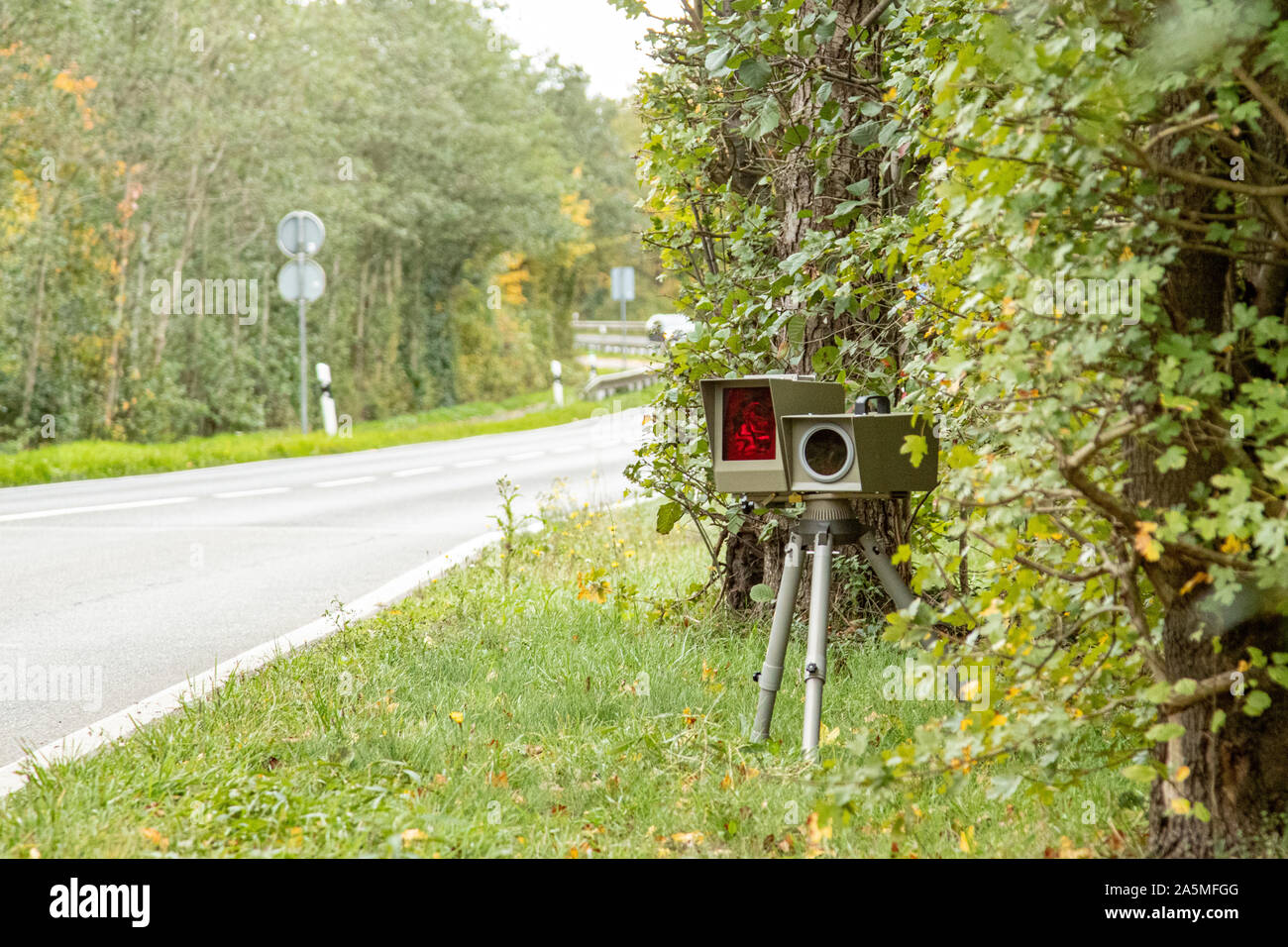 radar speed trap at country road Stock Photo - Alamy