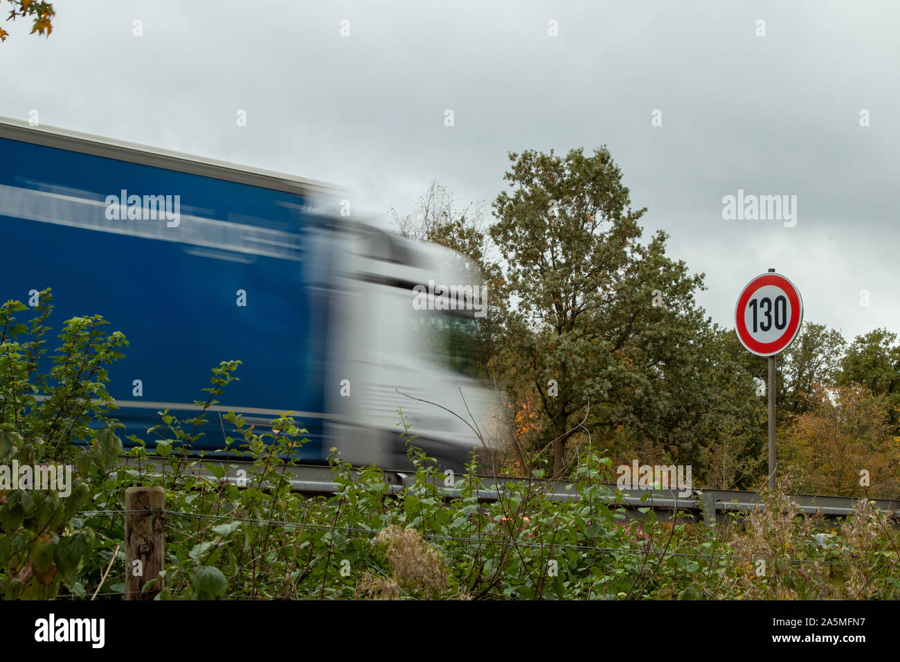 speed limit sign 130 at autobahn, highway Germany Stock Photo - Alamy