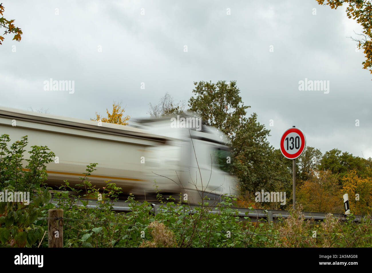 speed limit sign 130 at autobahn, highway Germany Stock Photo - Alamy