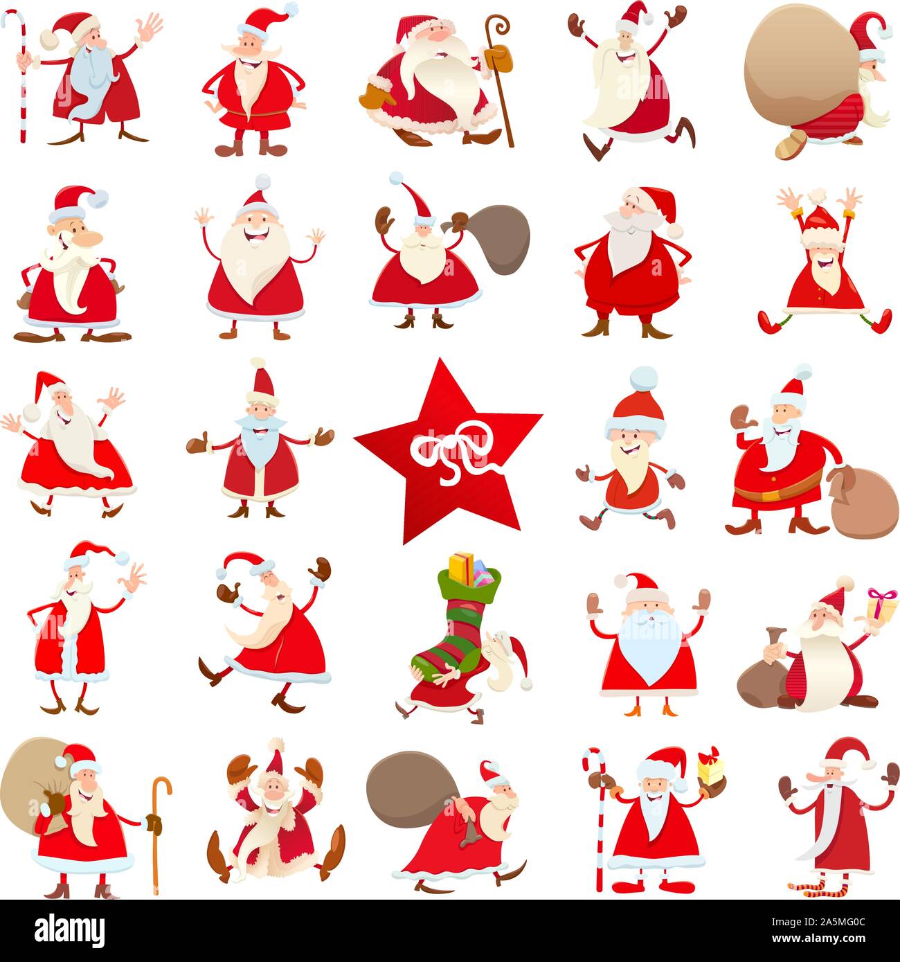 Cartoon Illustration of Santa Claus Characters on Christmas Time Large ...