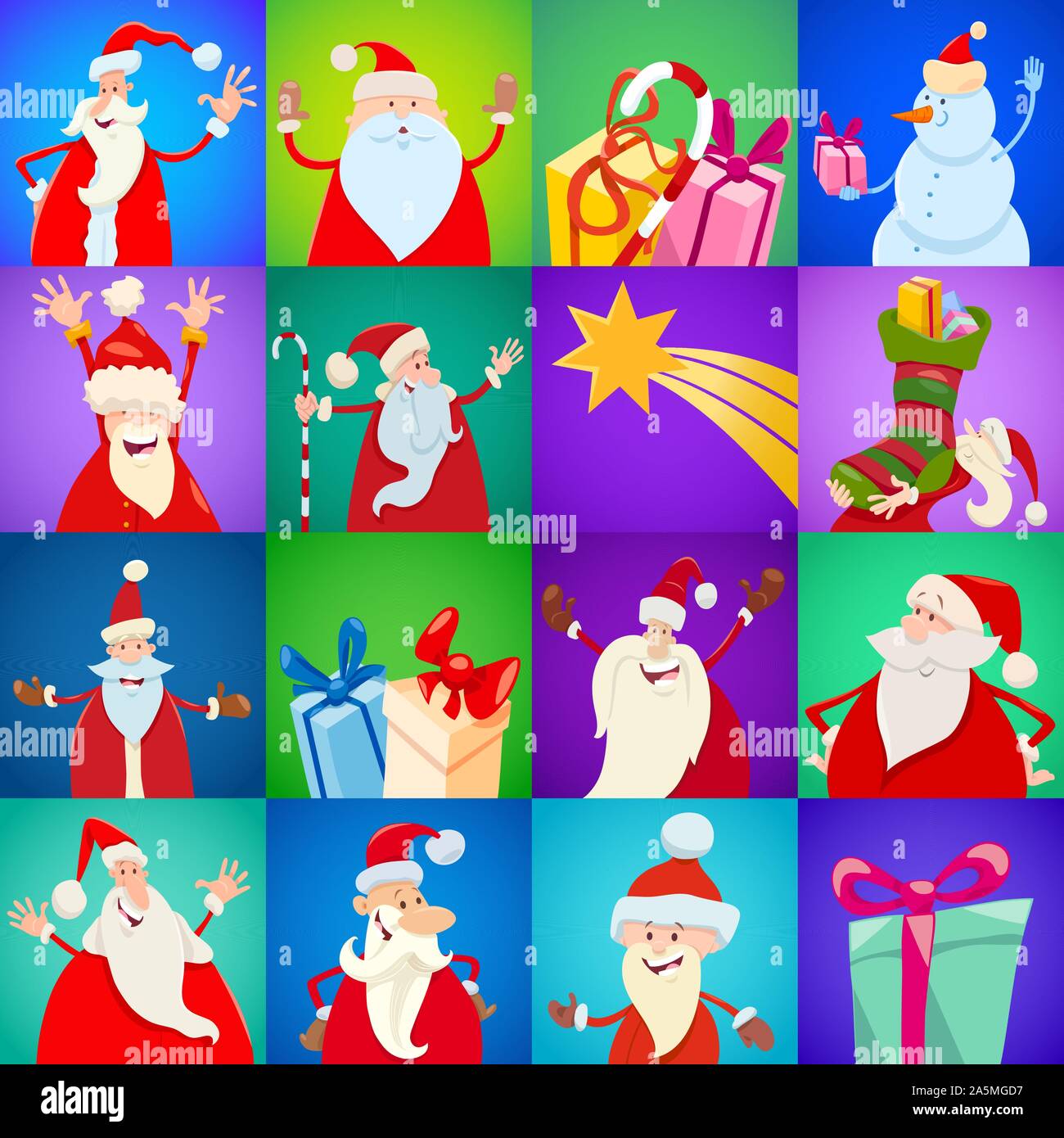 Cartoon Illustration of Christmas Holiday Characters Design or Pattern ...