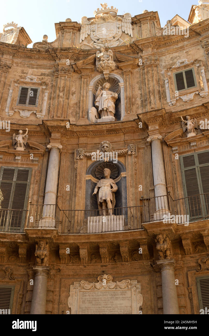 Palermo, Sicily - August 2019: images and architecture in the historic ...