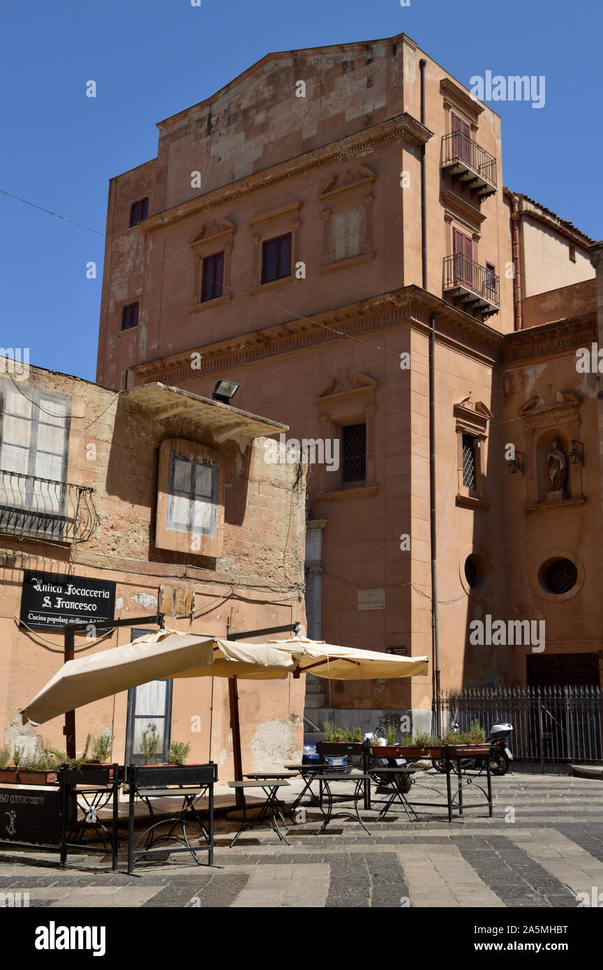 Palermo, Sicily - August 2019: images and architecture in the historic ...