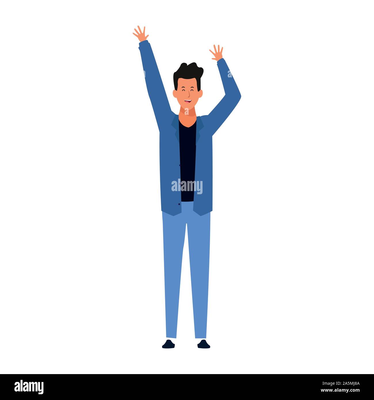 cartoon happy man with arms up, colorful design Stock Vector Image ...