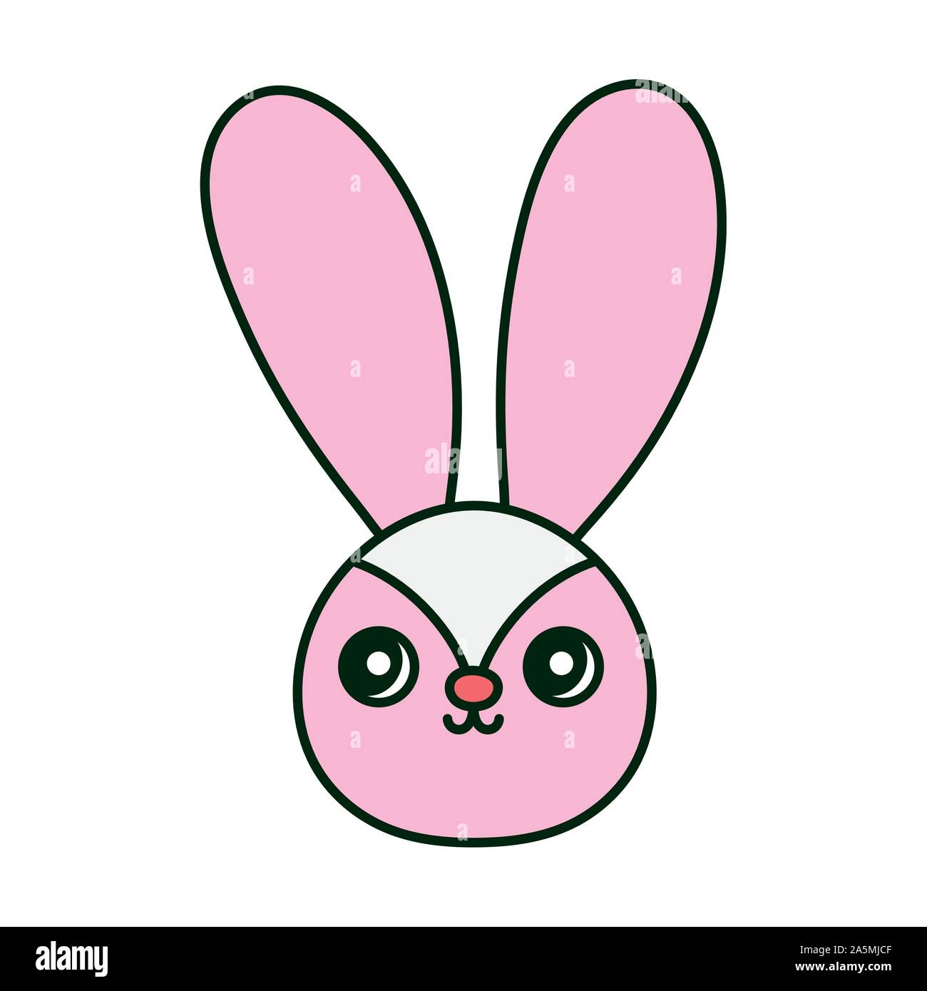 cute rabbit head character on white background vector illustration ...