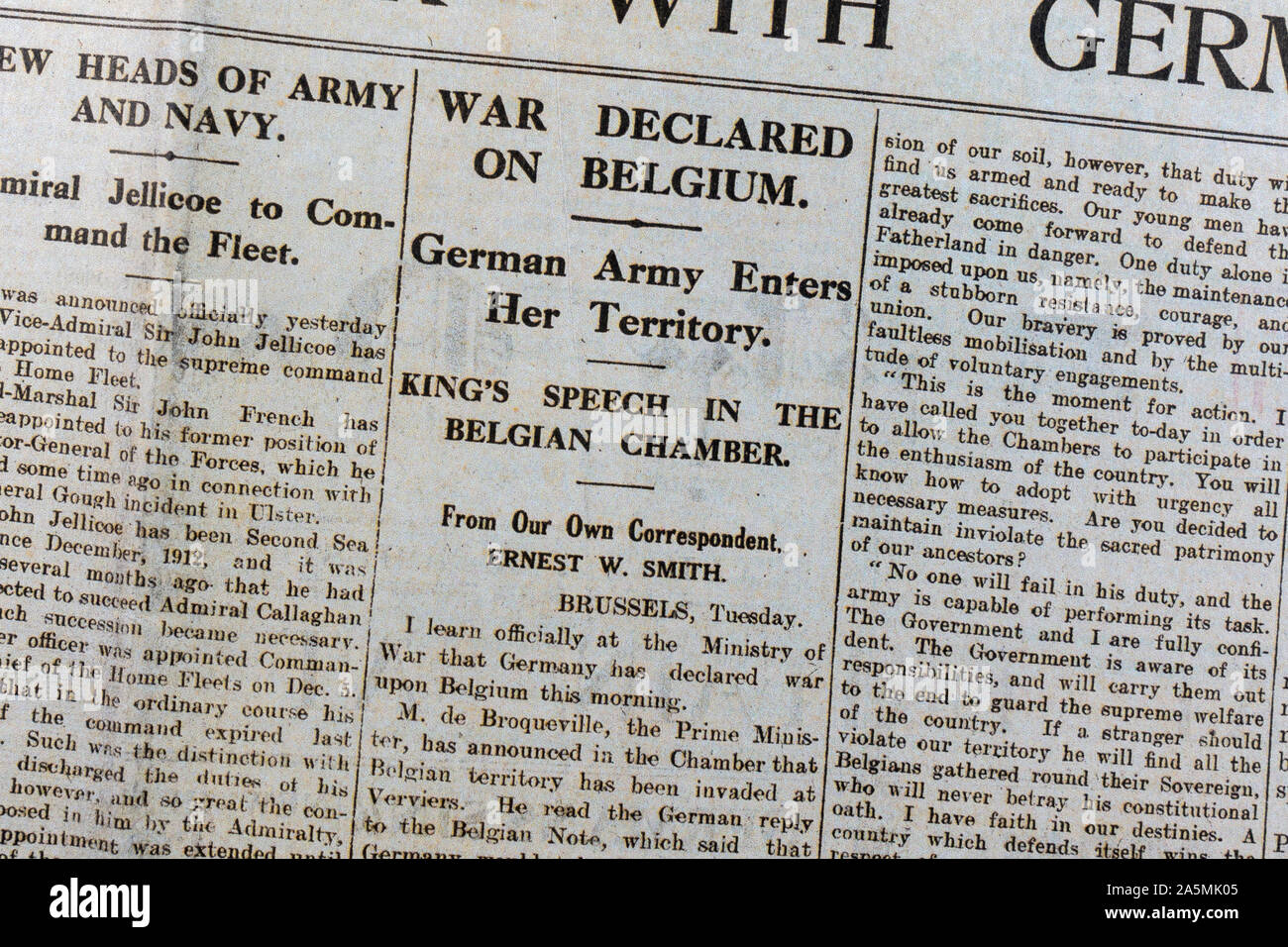 War declared 1914 newspaper hi-res stock photography and images - Alamy