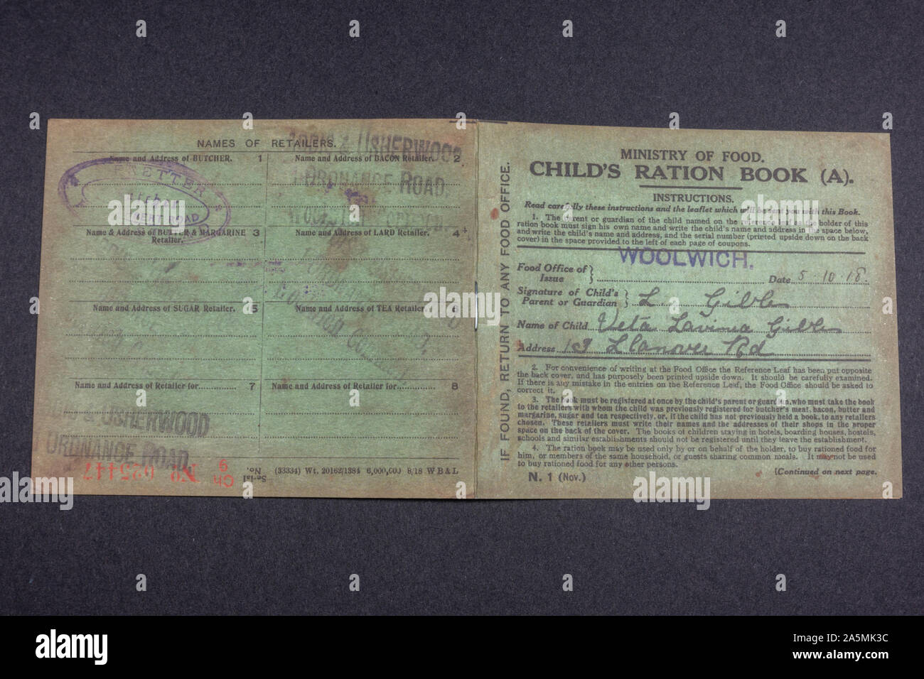 Front and rear cover of a Child's Ration Book issued by the Ministry of ...