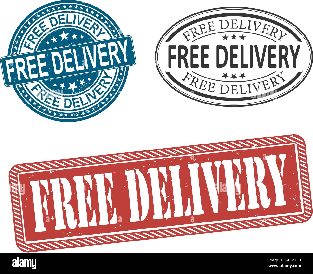 Grunge free delivery web rubber stamp set, vector illustration Stock ...