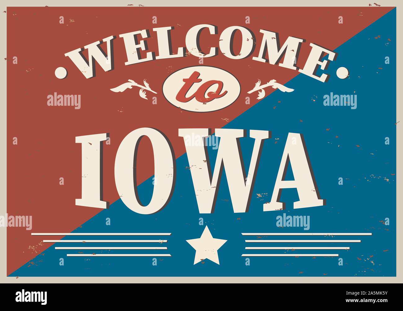 Vintage card Welcome to Iowa. Old classic style Stock Vector Image ...
