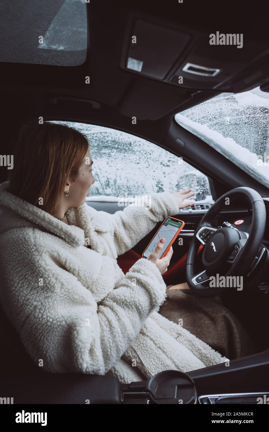 Girl behind steering wheel hi-res stock photography and images - Alamy