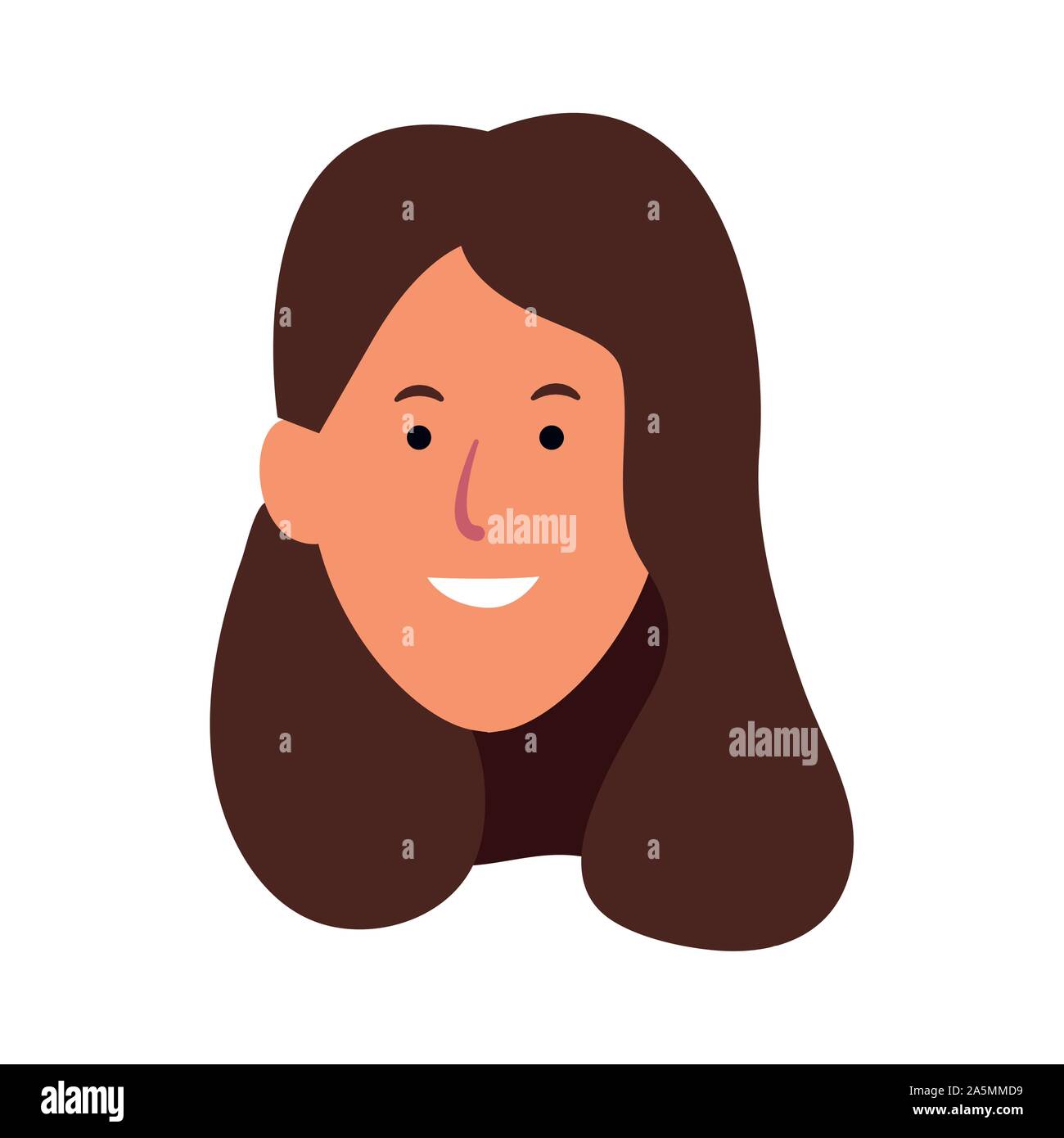 Cartoon woman with long hair icon, flat design Stock Vector Image & Art ...