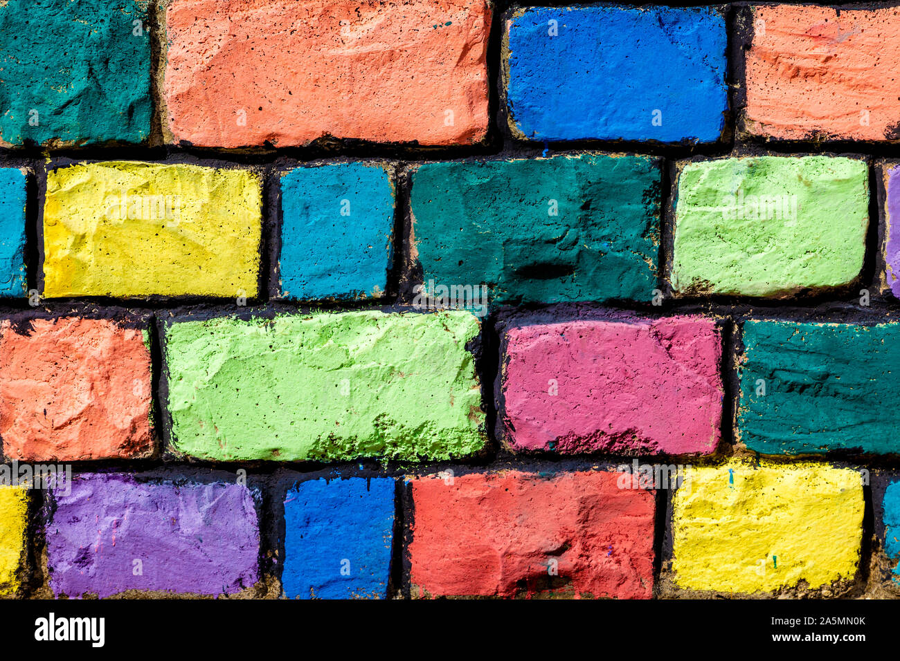 Colorful brick wall background hi-res stock photography and images - Alamy