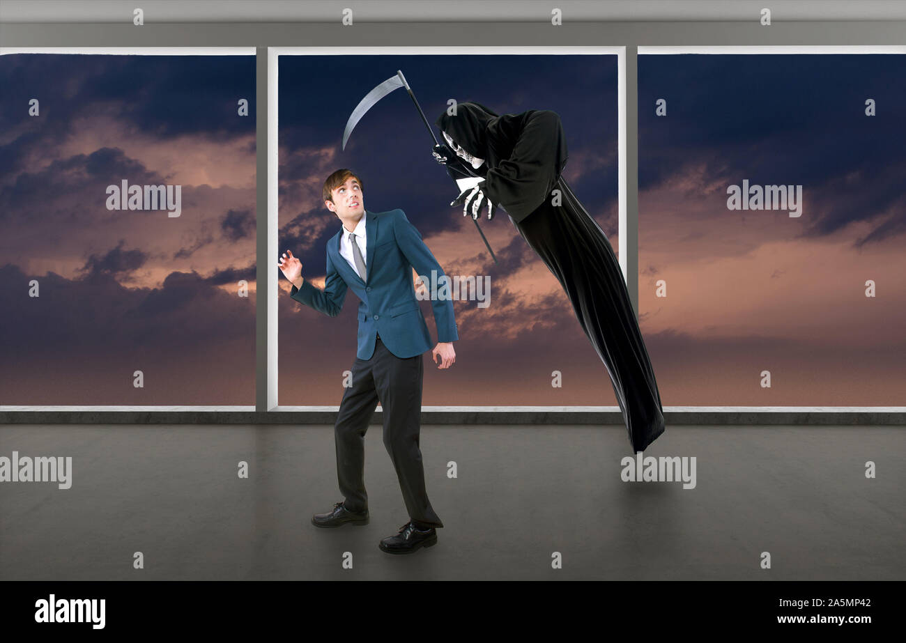 Man running in suit with fear hi-res stock photography and images - Alamy