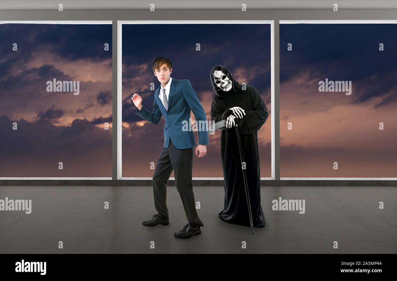 Man running in suit with fear hi-res stock photography and images - Alamy