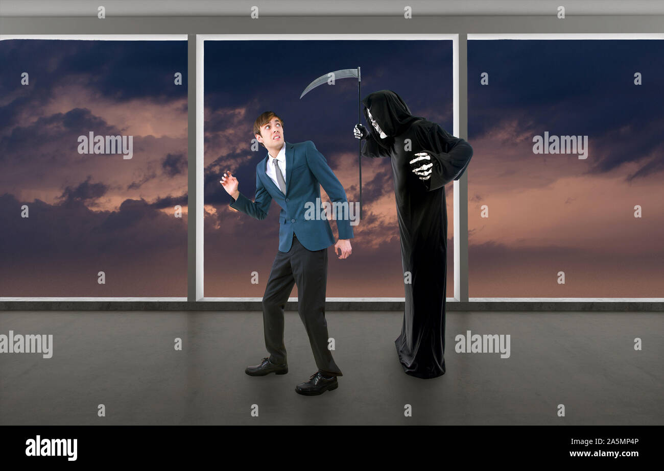 Man running in suit with fear hi-res stock photography and images - Alamy