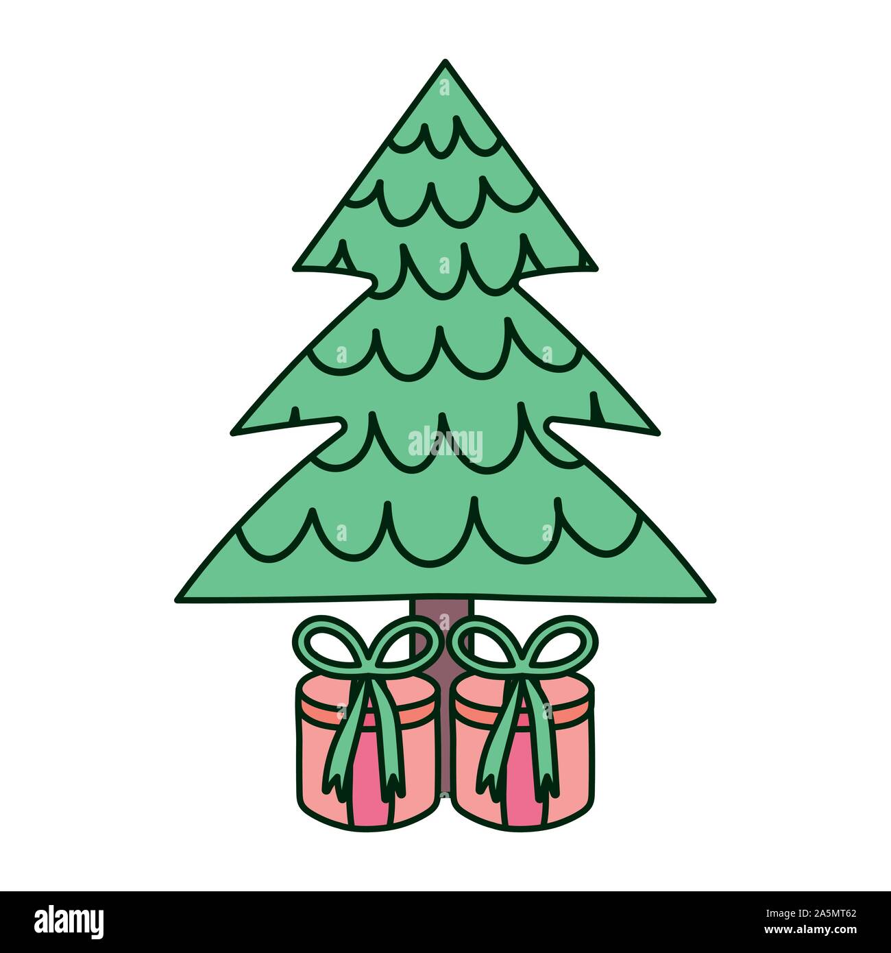 tree with gift boxes celebration merry christmas vector illustration ...