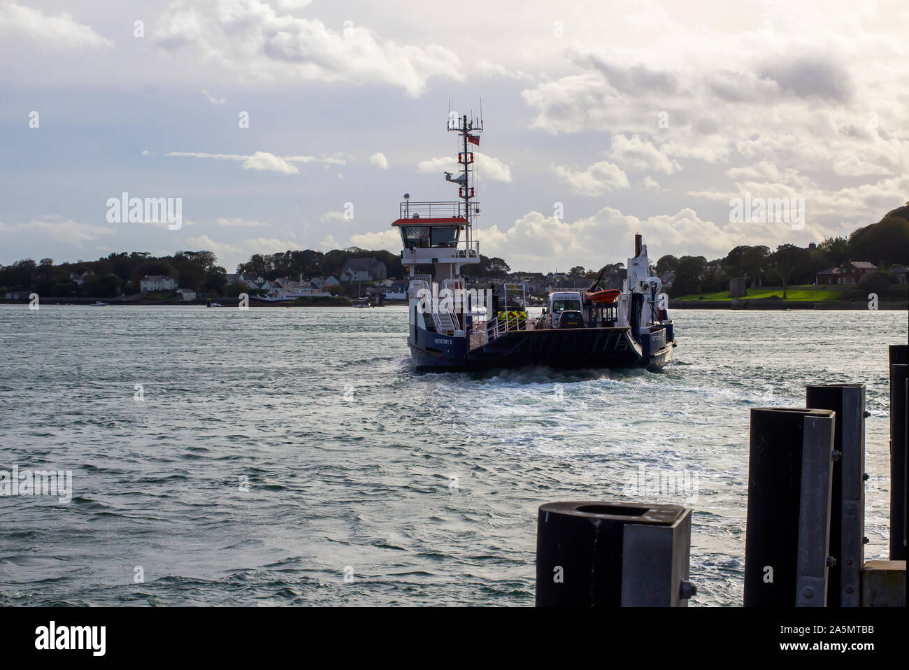 11 October 2019 The famous small sea ferry leaving Portaferry harbour ...