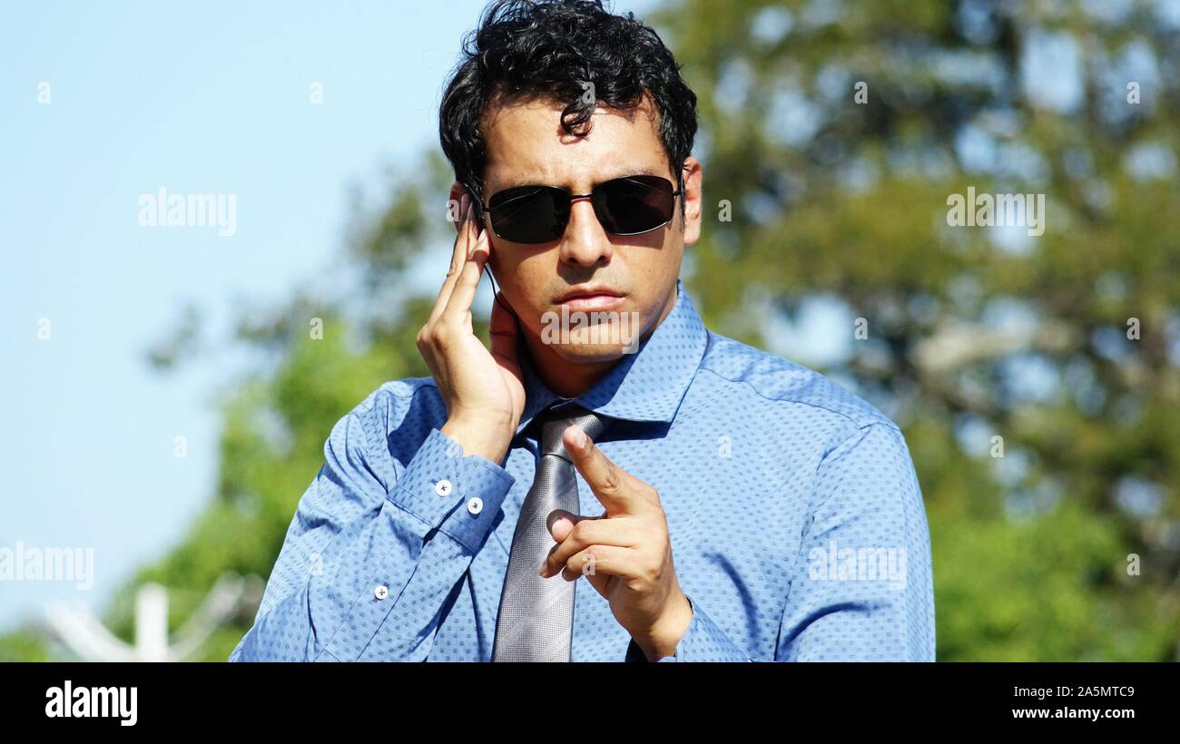 Diverse Security Guard Pointing Stock Photo - Alamy