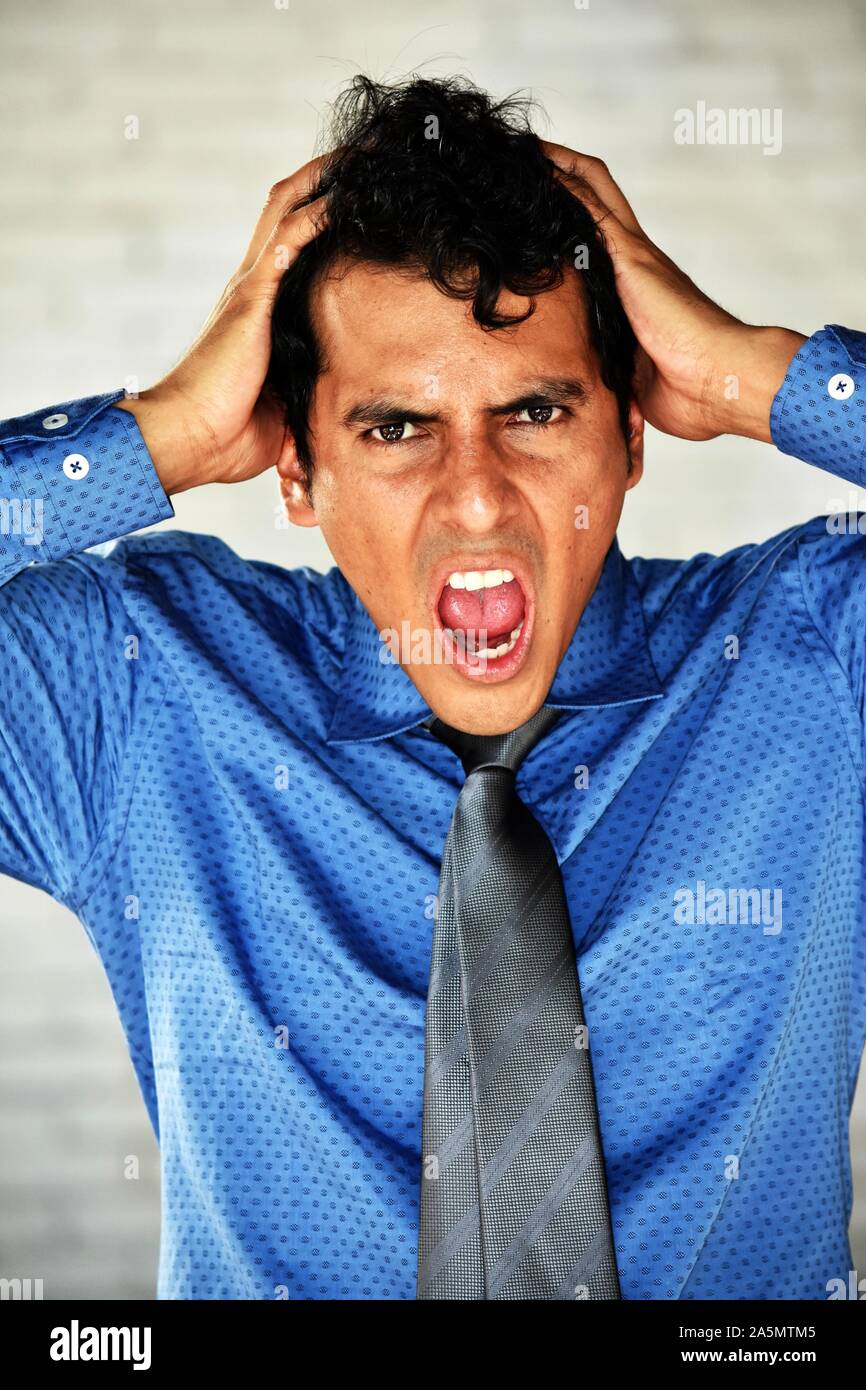 Startled Business Man Wearing Tie Stock Photo - Alamy