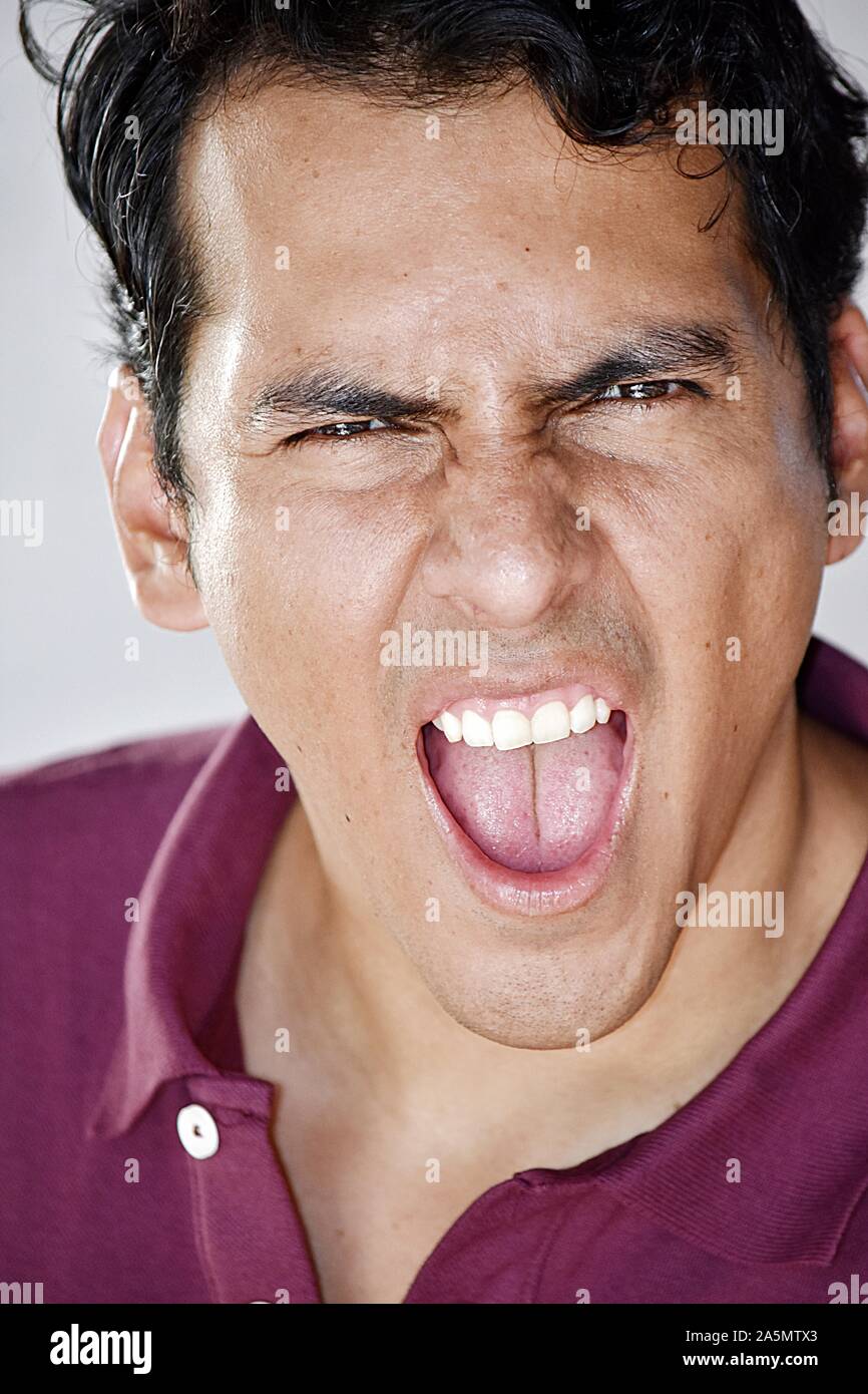 Stressed Hispanic Man Stock Photo - Alamy