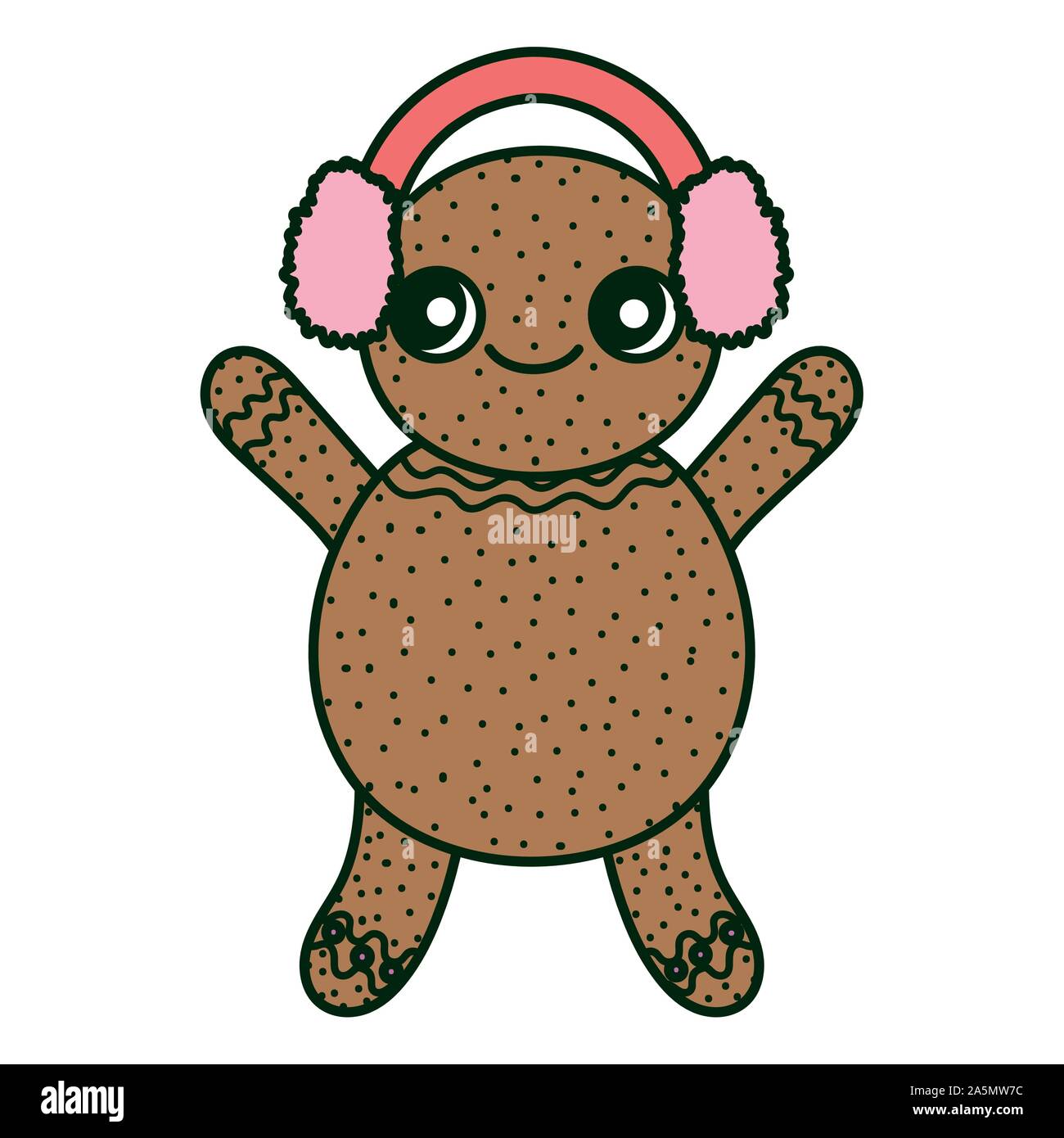 gingerbread man with ear muffs decoration white background merry ...