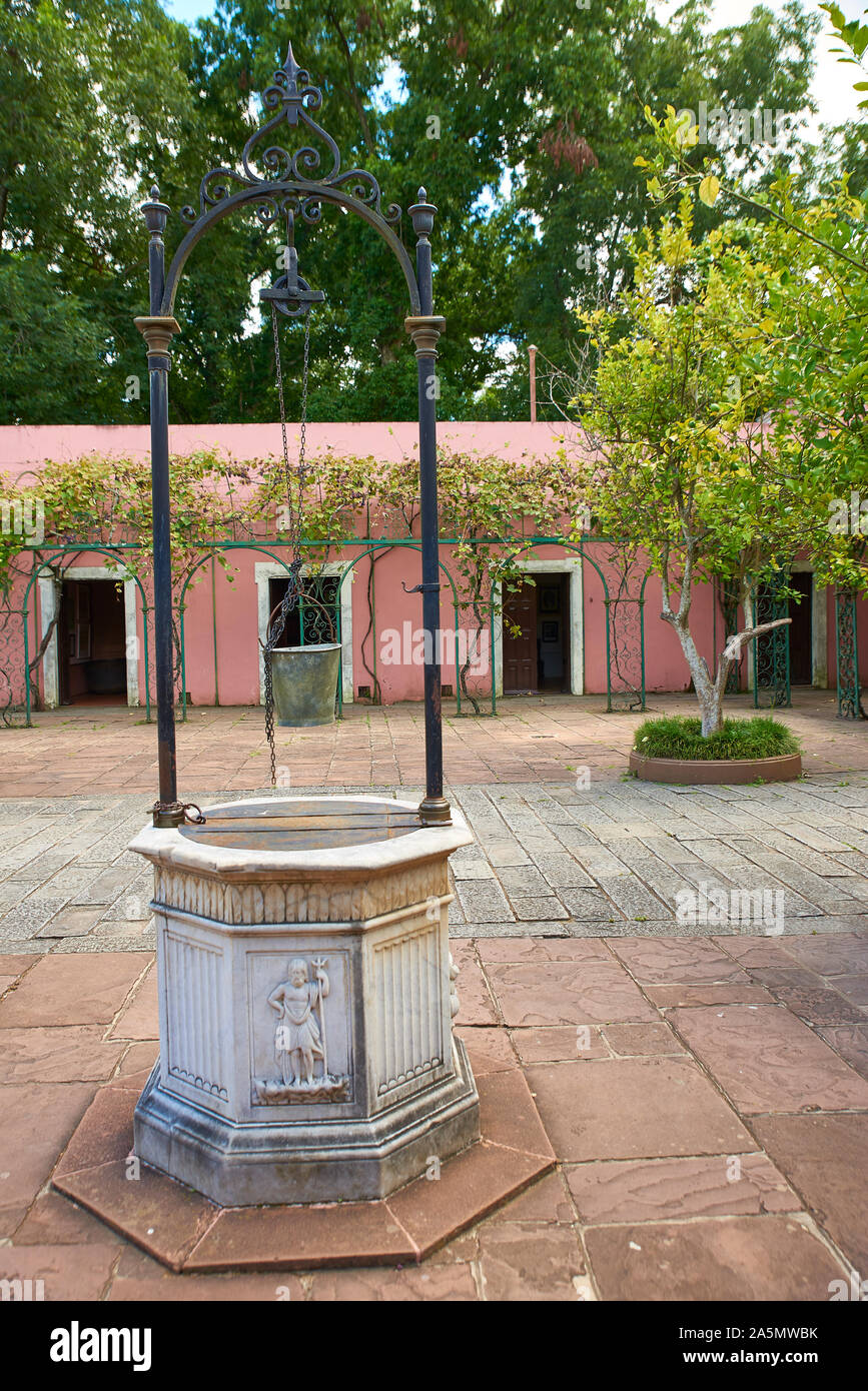 old water well in grape vine ornamental Stock Photo - Alamy
