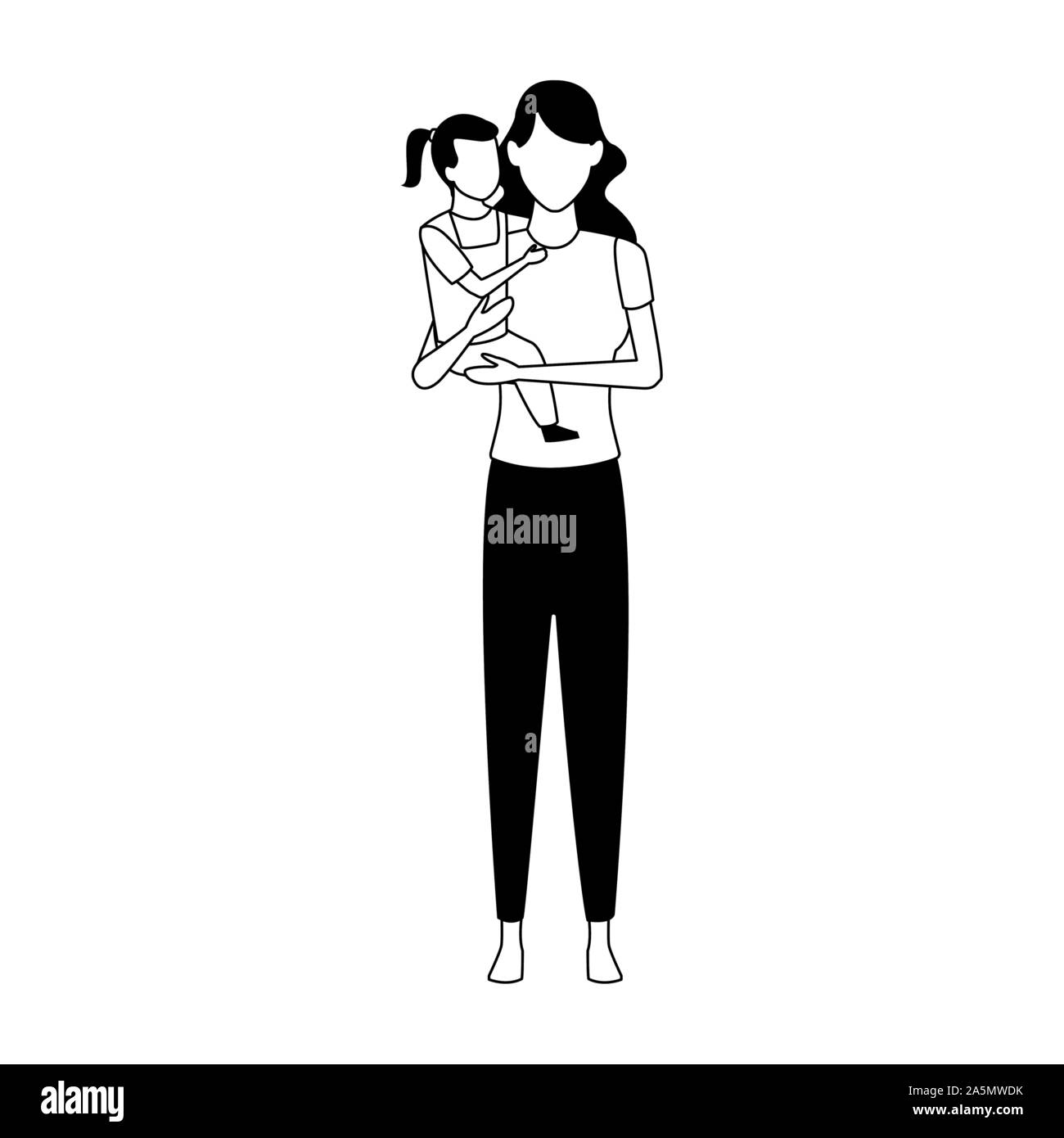 avatar mother with her little daughter Stock Vector Image & Art - Alamy