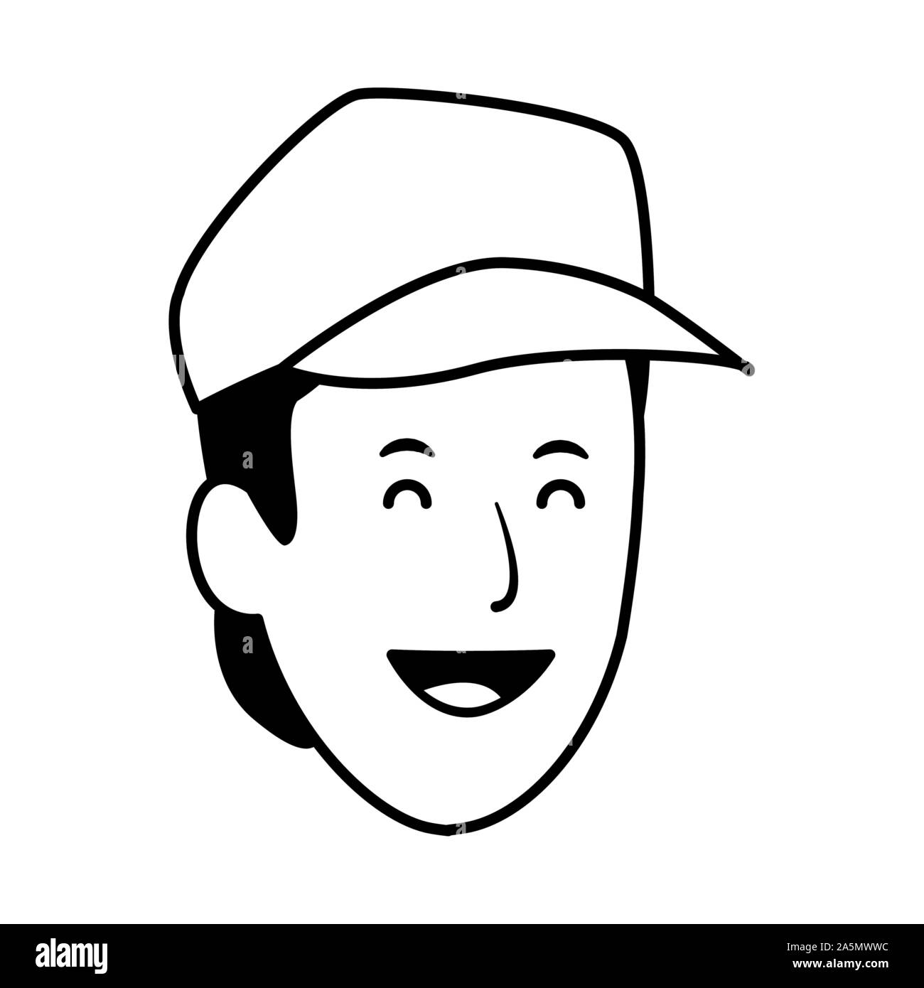 Cartoon man with cap icon, flat design Stock Vector Image & Art - Alamy