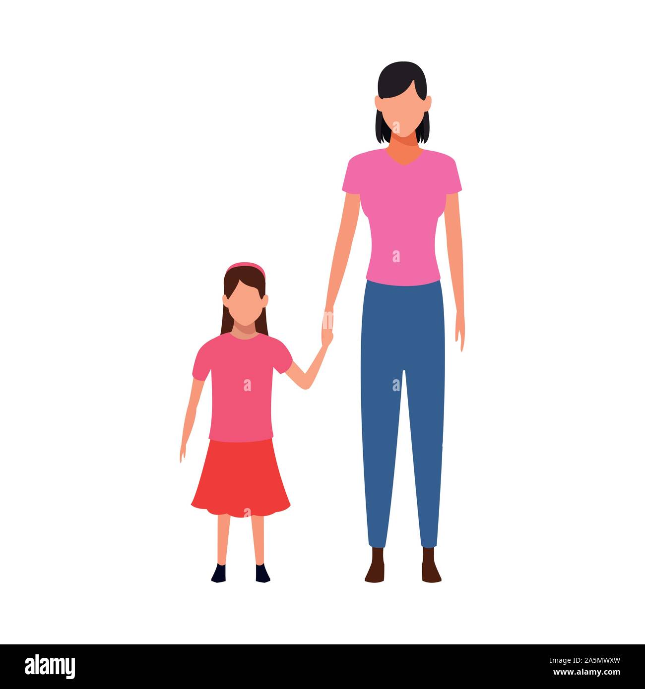 avatar mother with her little daughter, flat design Stock Vector Image ...