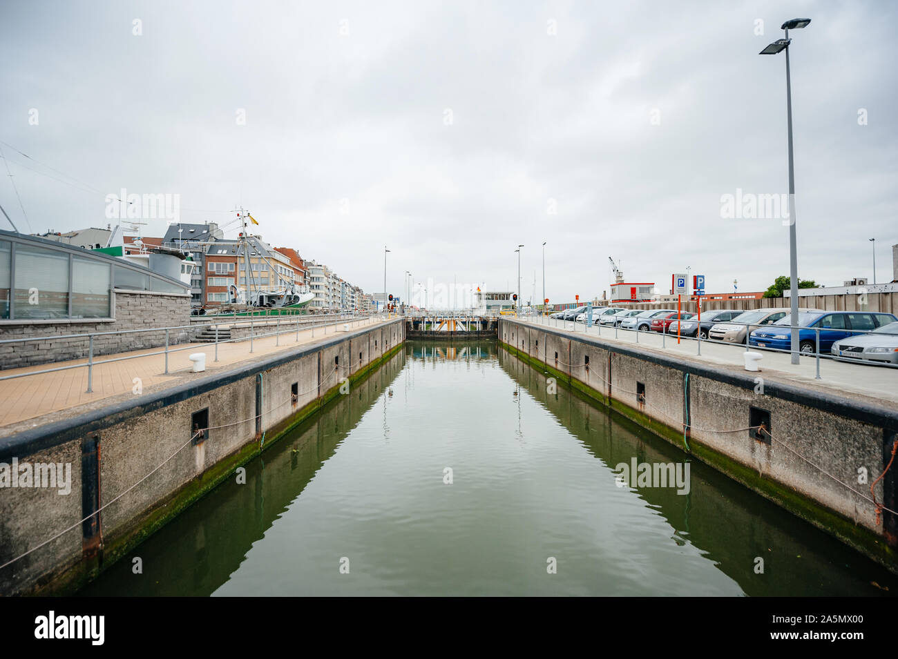 Ostend, Belgium - Jul 16, 2011: Jachthaven Mercator canal with bridge ...