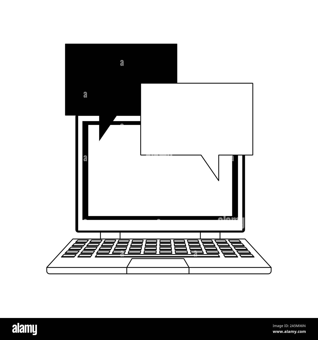 Laptop computer device speech bubble Stock Vector Images - Alamy