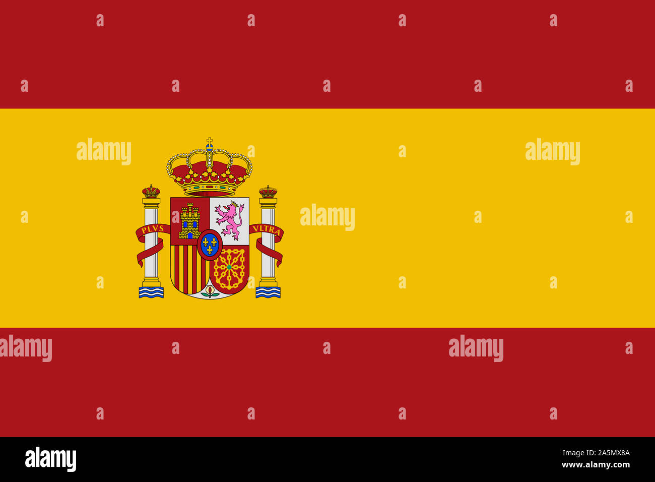 A Spain flag background illustration red yellow crest Stock Photo - Alamy