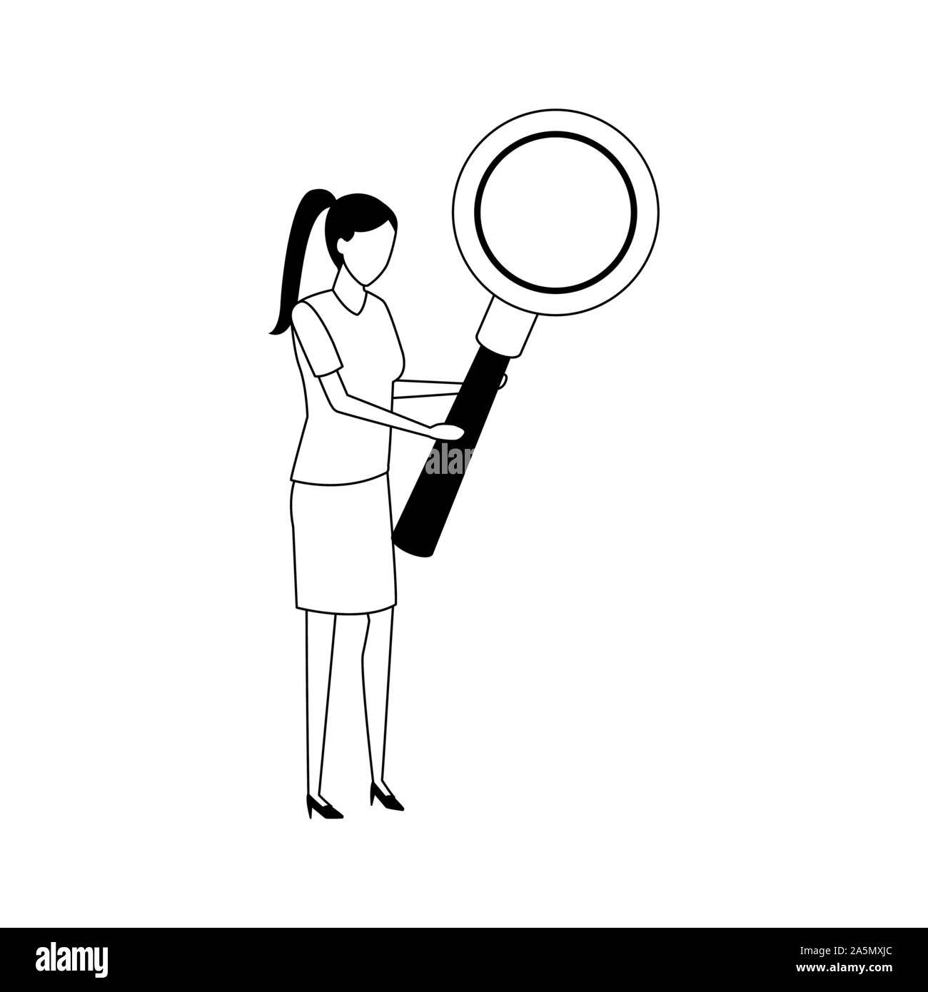 avatar woman with big magnifying glass Stock Vector Image & Art - Alamy