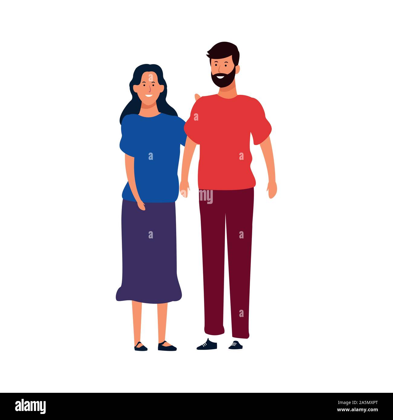 cartoon adult couple standing, colorful design Stock Vector Image & Art ...