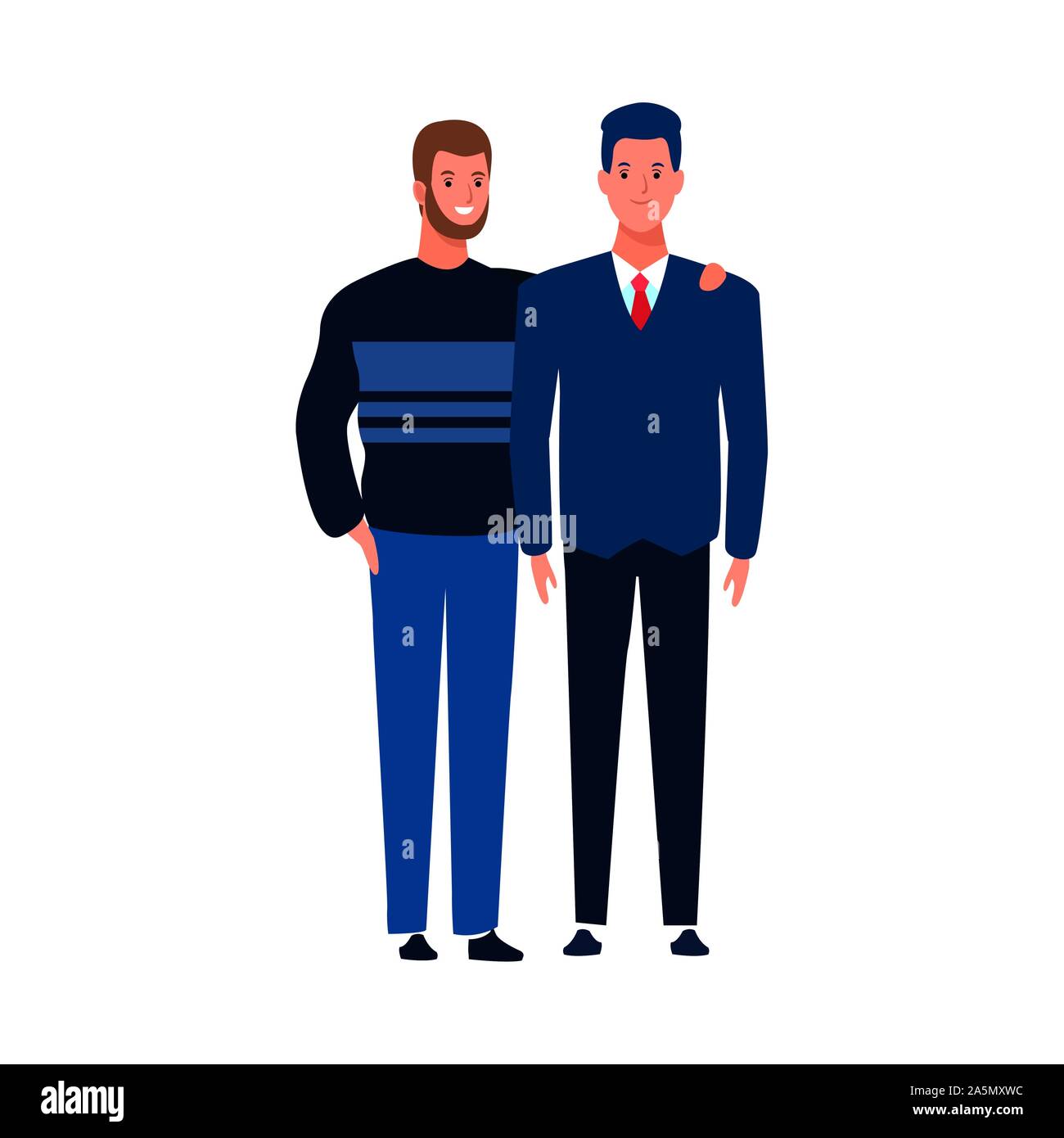 cartoon friends men standing icon, colorful flat design Stock Vector ...