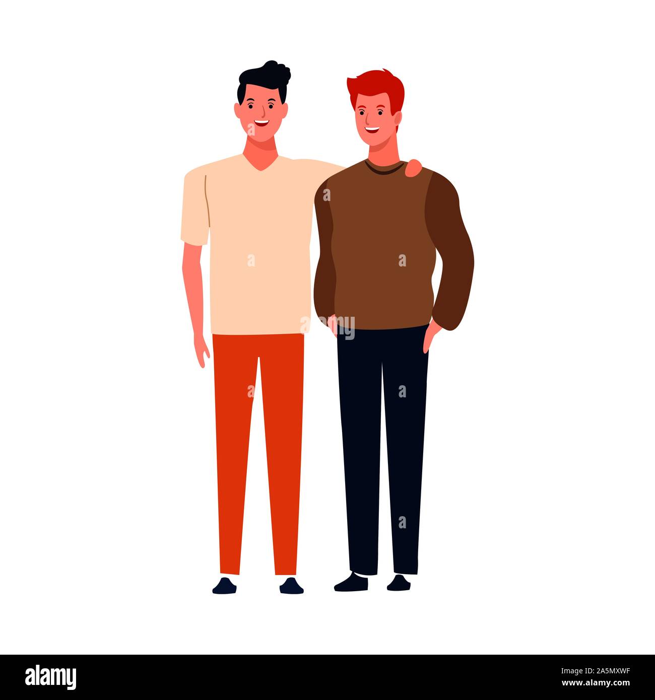 cartoon friends men standing icon, colorful flat design Stock Vector ...