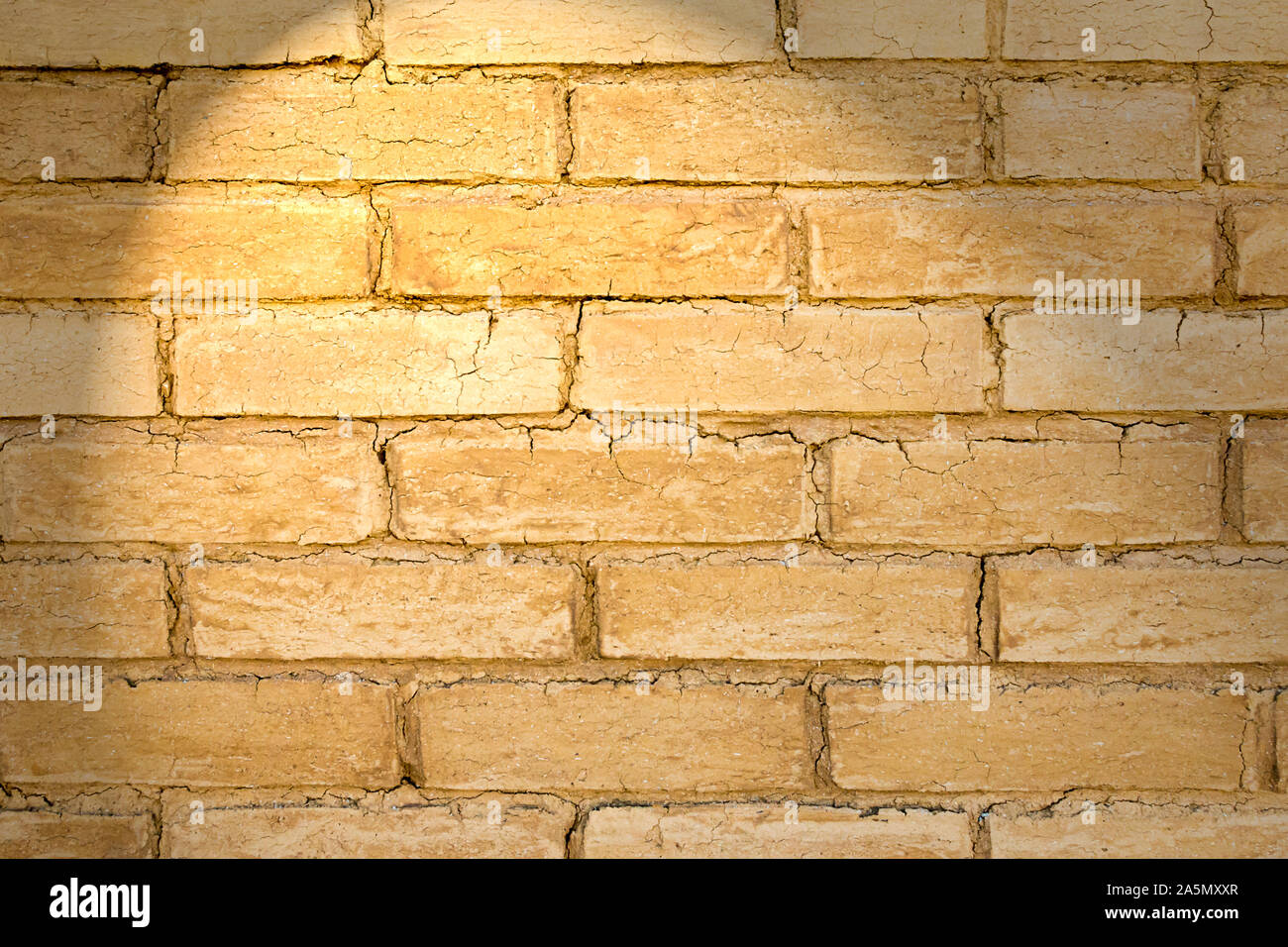 Adobe brick wall, ancestral structural architectural element made of ...