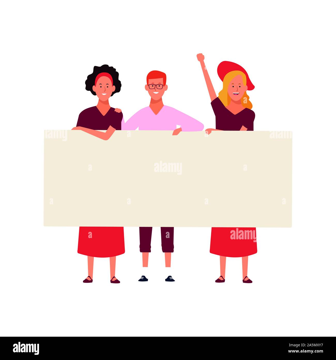 cartoon young people with blank poster Stock Vector Image & Art - Alamy