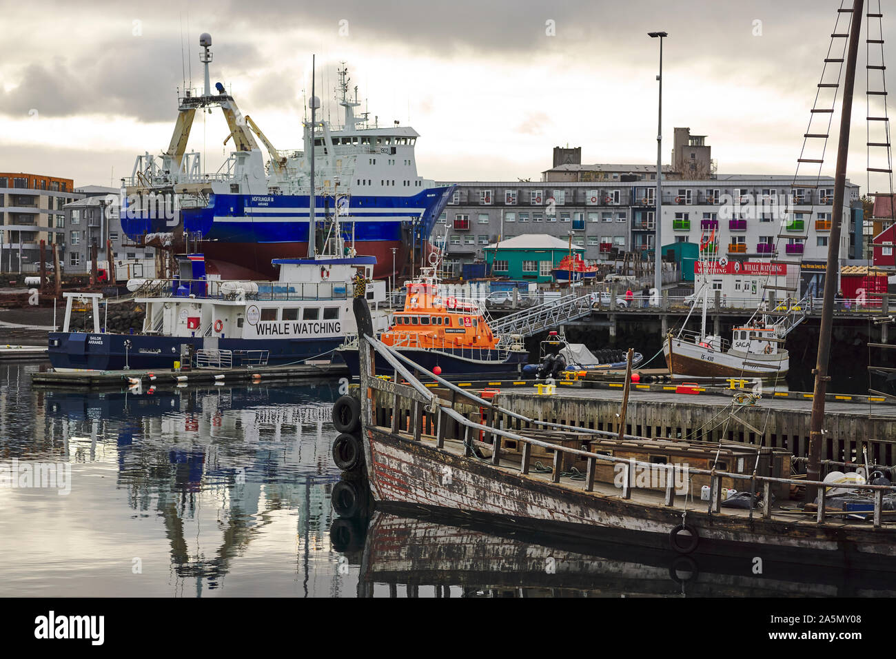 View over the old harbour in Reykjavík, Iceland Stock Photo - Alamy