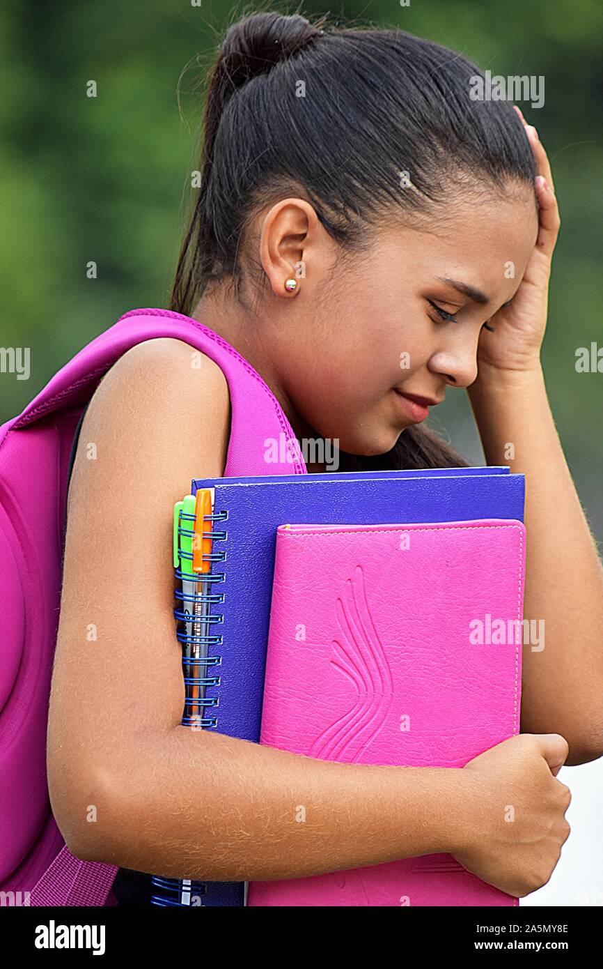 Stressed Cute Female Student Stock Photo - Alamy
