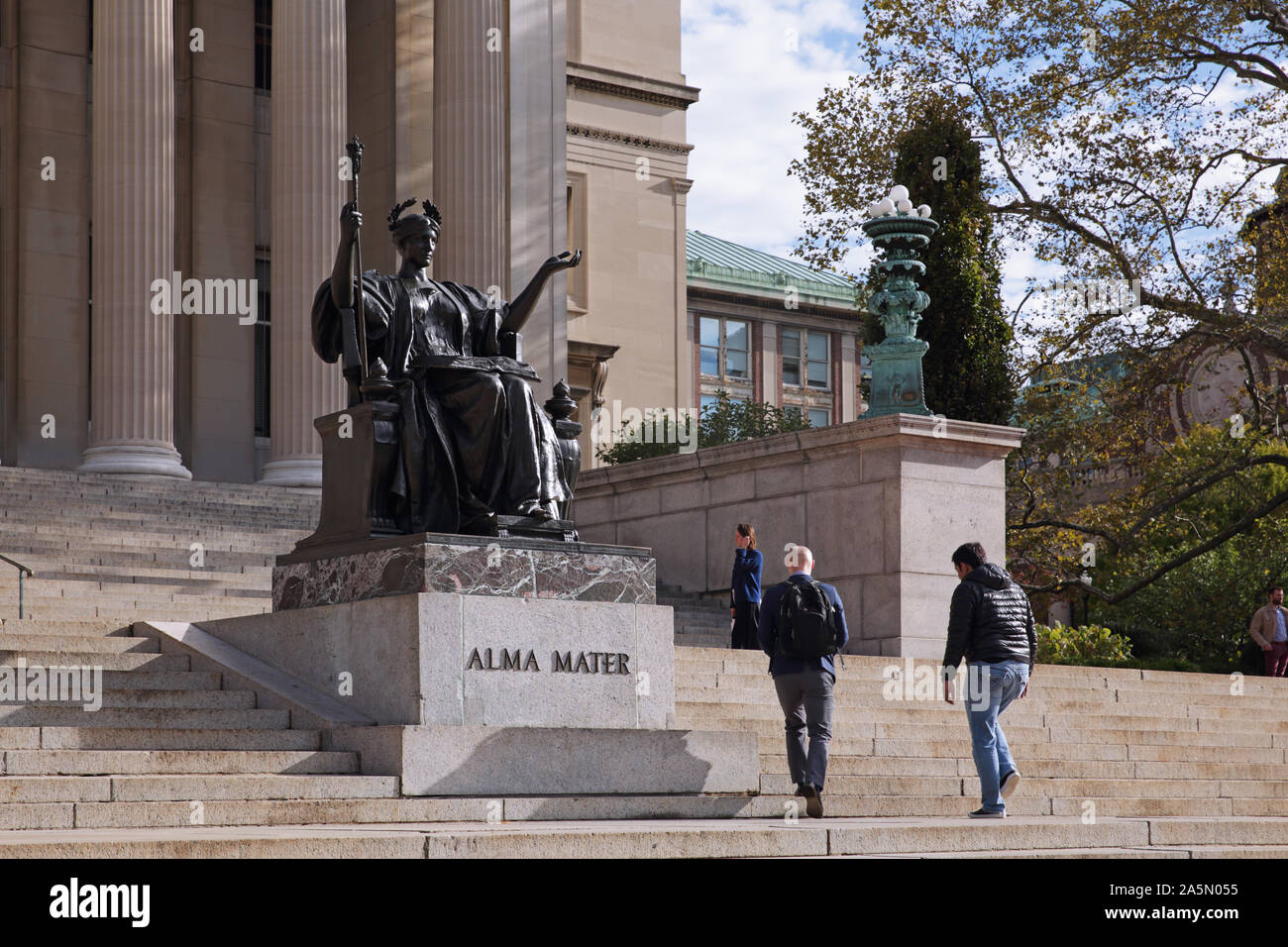Columbia University campus in Morningside Heights, New York, USA. Low ...