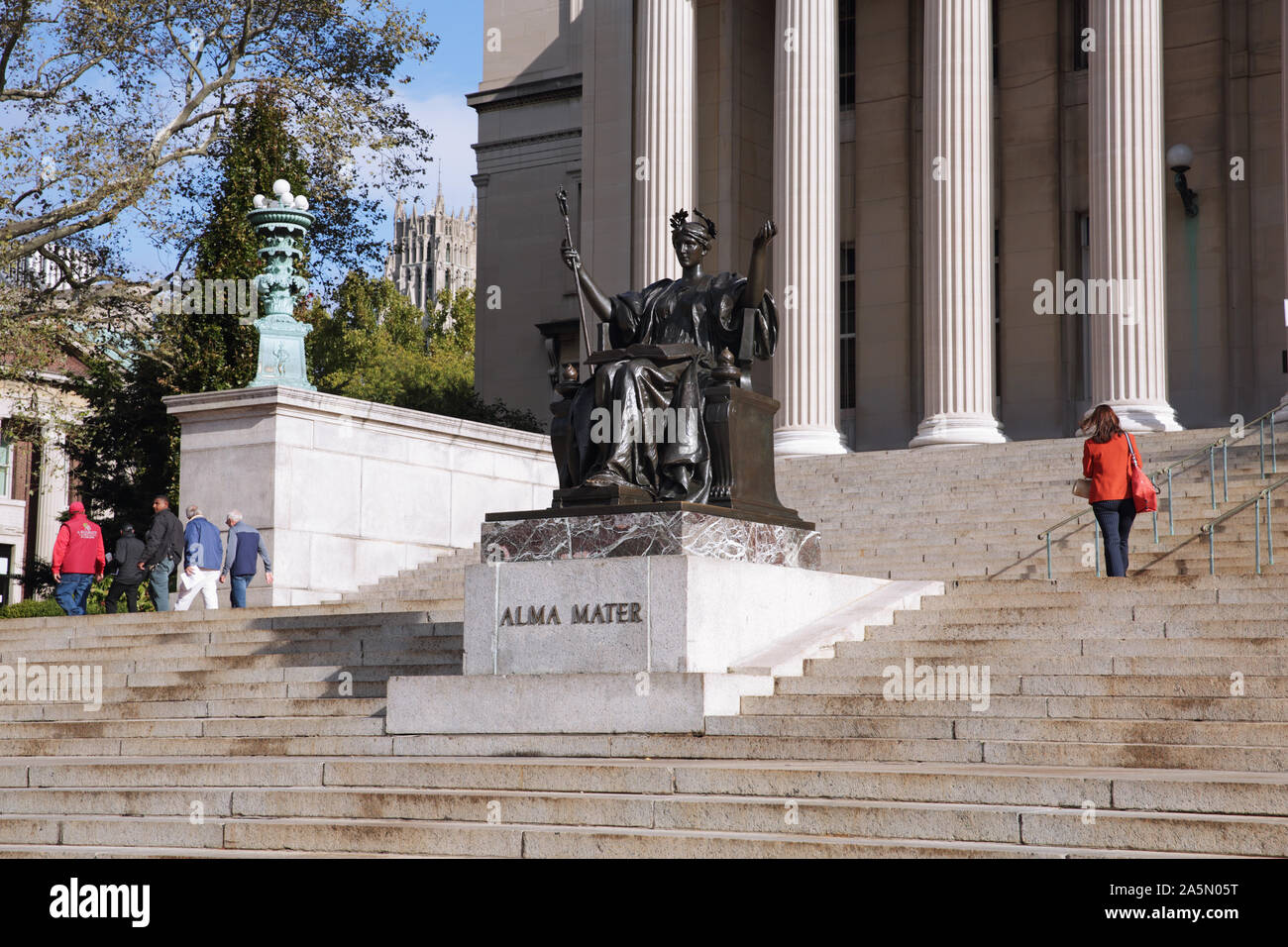 Columbia University campus in Morningside Heights, New York, USA. Low ...